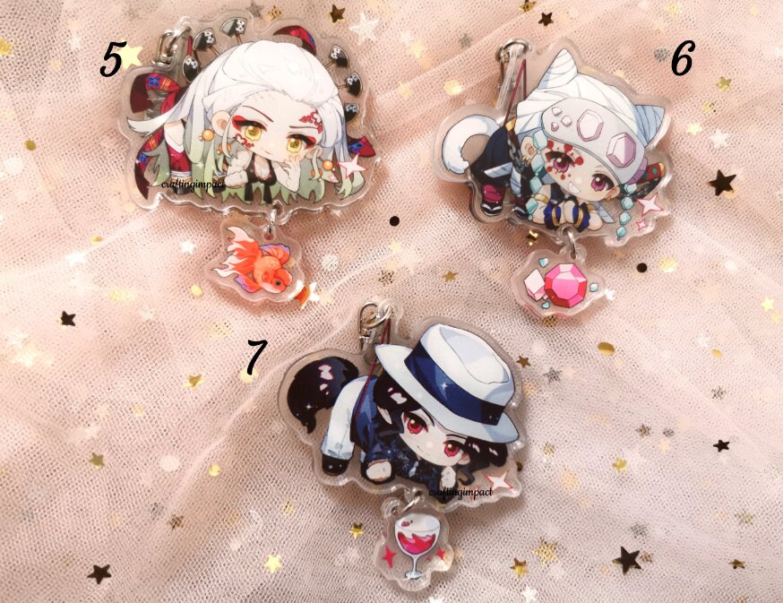 Anime Characters Acrylic Keychains With Dangling Charm 14 - Etsy