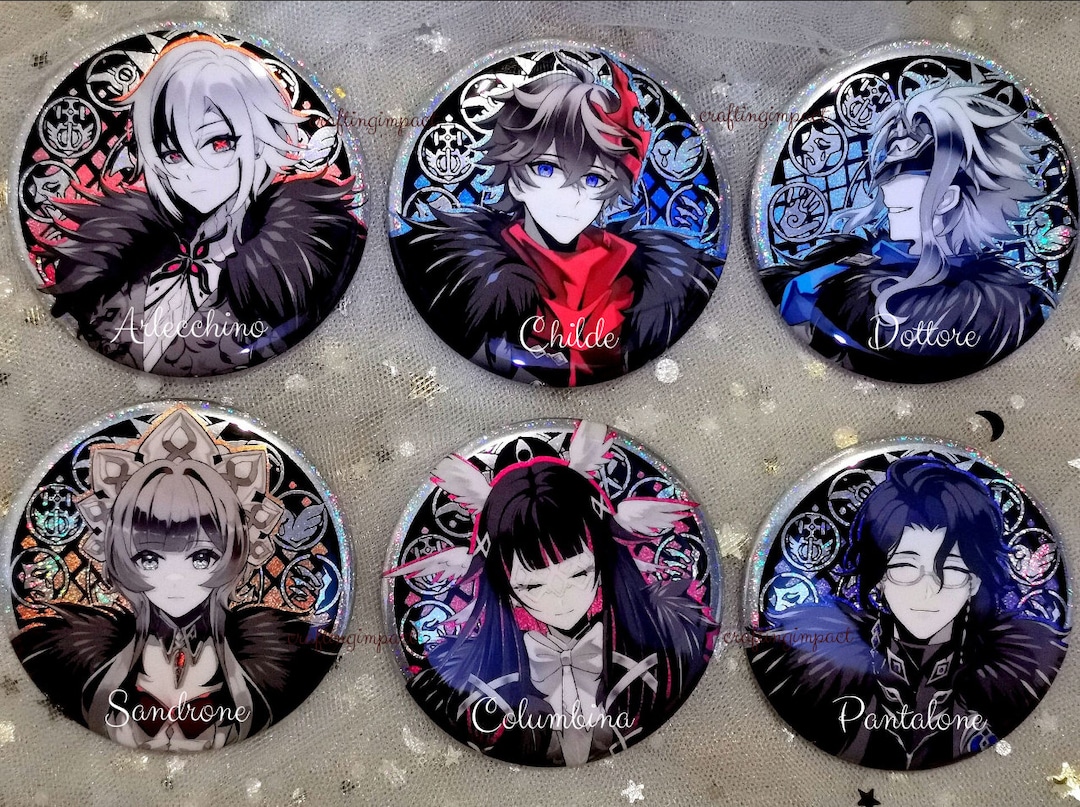Genshin Impact Fatui Harbinger Glitter Badge Columbina Childe Dottore ...