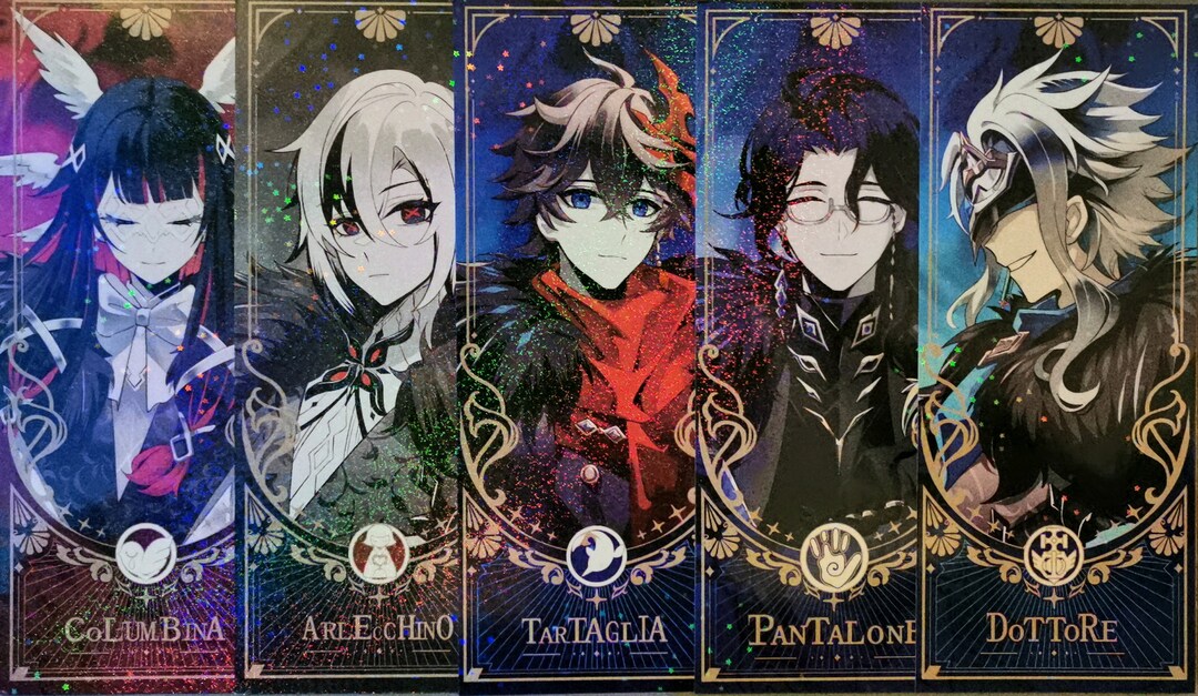 Genshin Impact Fatui Harbinger Glitter Bookmark Ticket 6 Styles ...