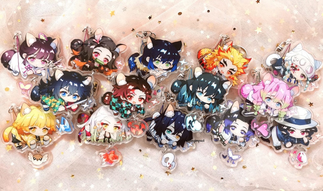 Anime Characters Acrylic Keychains With Dangling Charm 14 Styles - Etsy