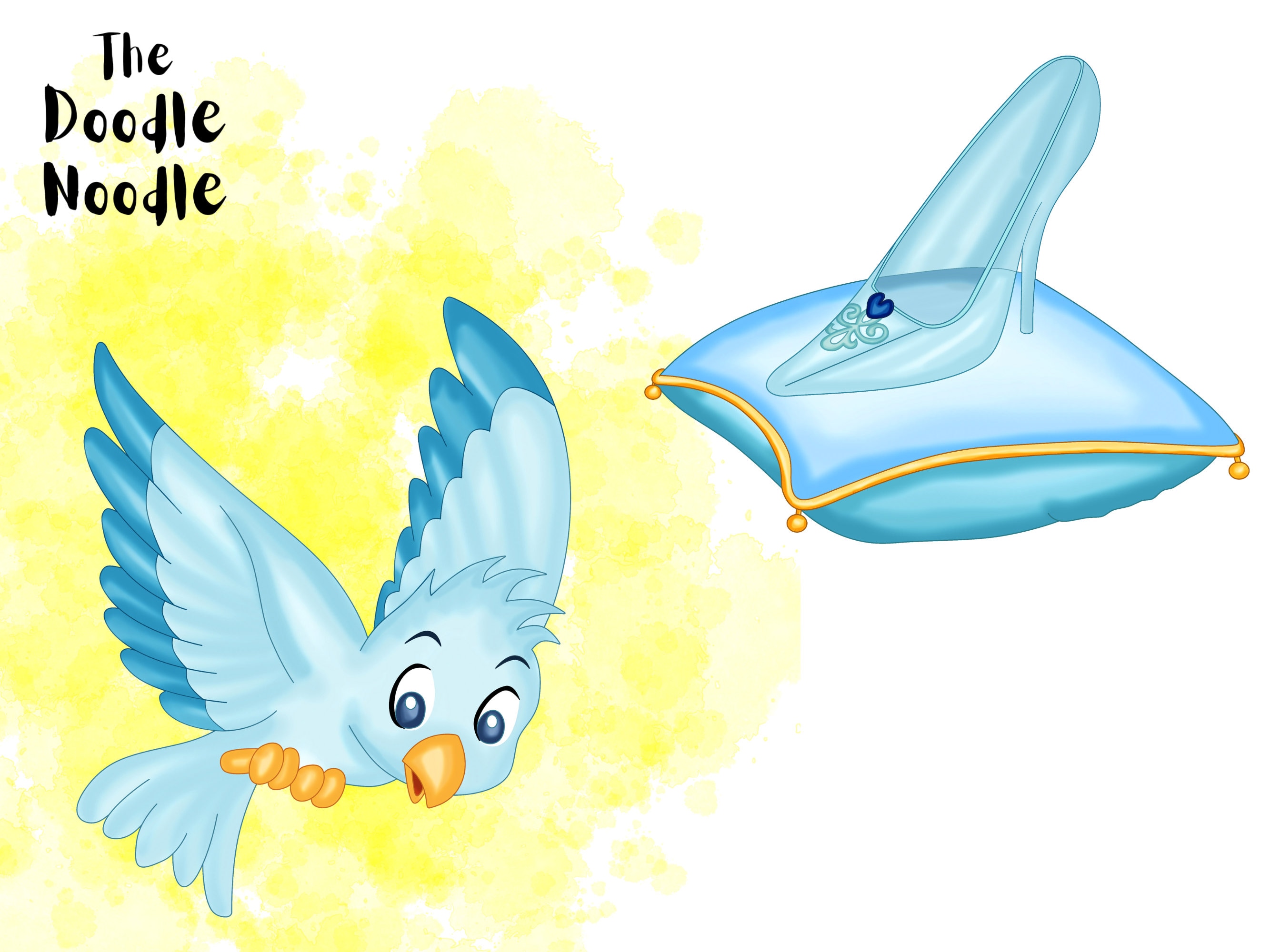 Cinderella Hand Drawn Watercolor Clipart Cute Cartoon - Etsy UK