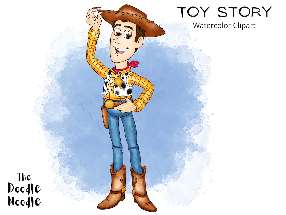 Woody PNG Toy Story Hand Drawn Watercolor Clipart Cute - Etsy