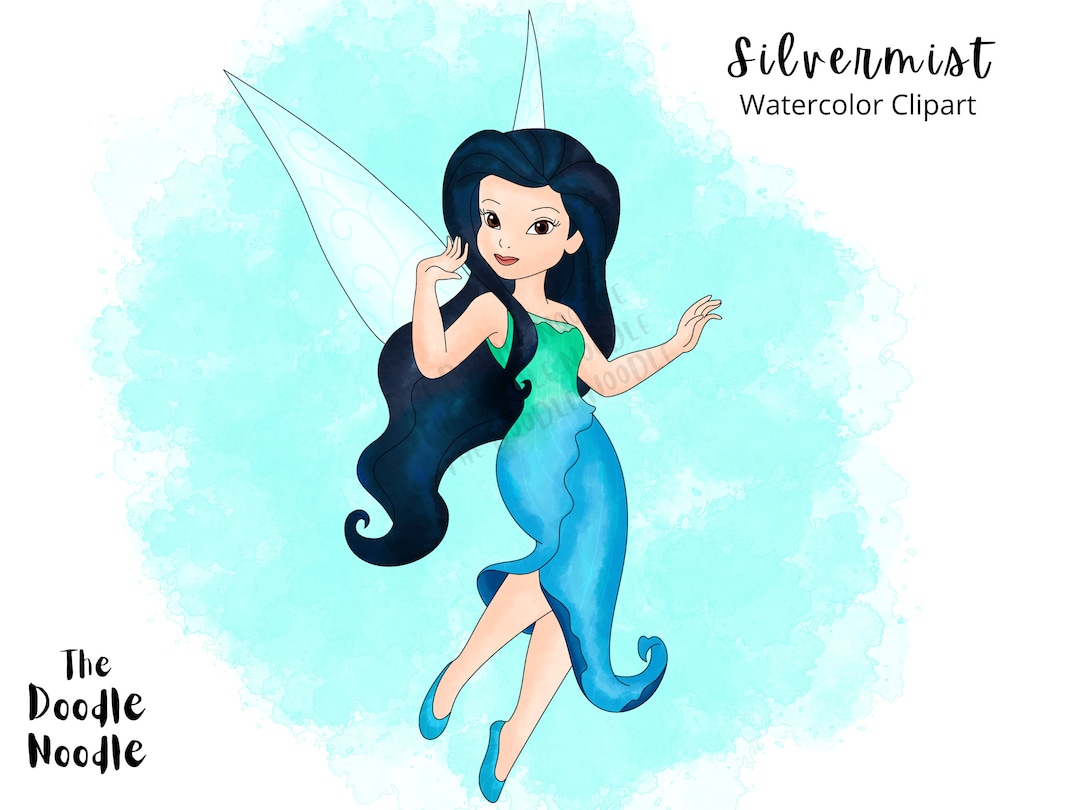 Silvermist tinkerbell Watercolor Clipart Fairies Digital - Etsy