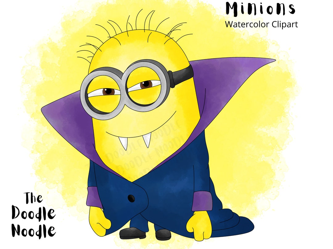Vampire Minion Minions Hand Drawn Watercolor Clipart - Etsy
