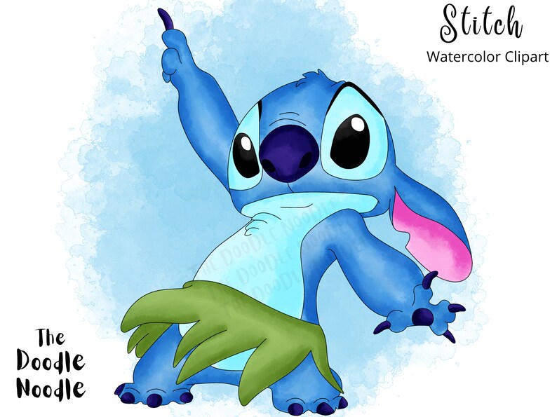 Dancing Stitch Hand Drawn Watercolor Clipart Cute Cartoon - Etsy