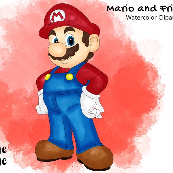 Watercolor Mario Clipart - Etsy
