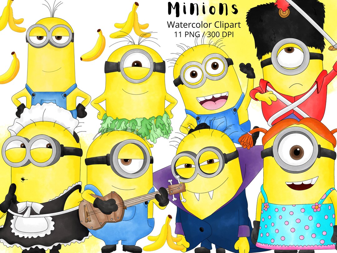 Minions Hand Drawn Watercolor Clipart Cartoon Illustration - Etsy