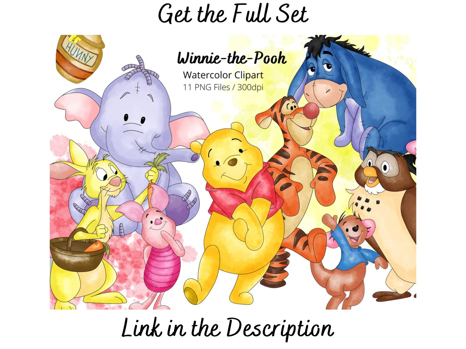 Heffalump Winnie the Pooh Clipart Hand Drawn Watercolor - Etsy