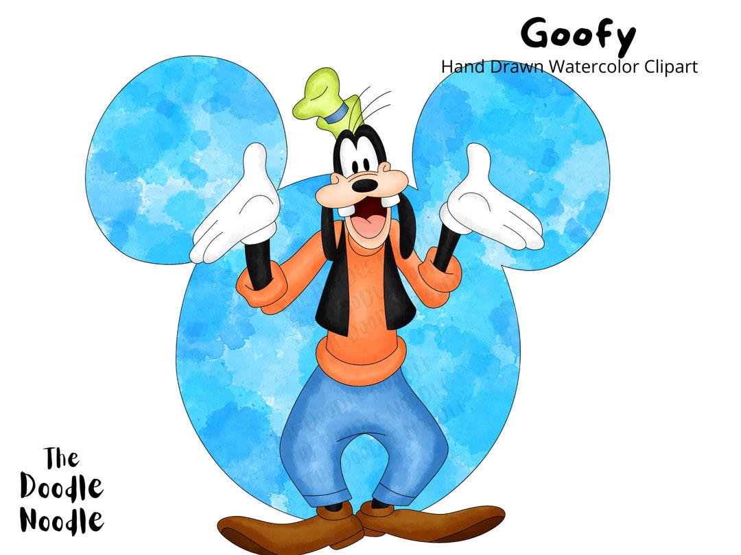 Goofy Hand Drawn Watercolor Clipart Cute Cartoon - Etsy