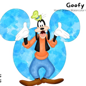 Goofy Hand Drawn Watercolor Clipart Cute Cartoon - Etsy