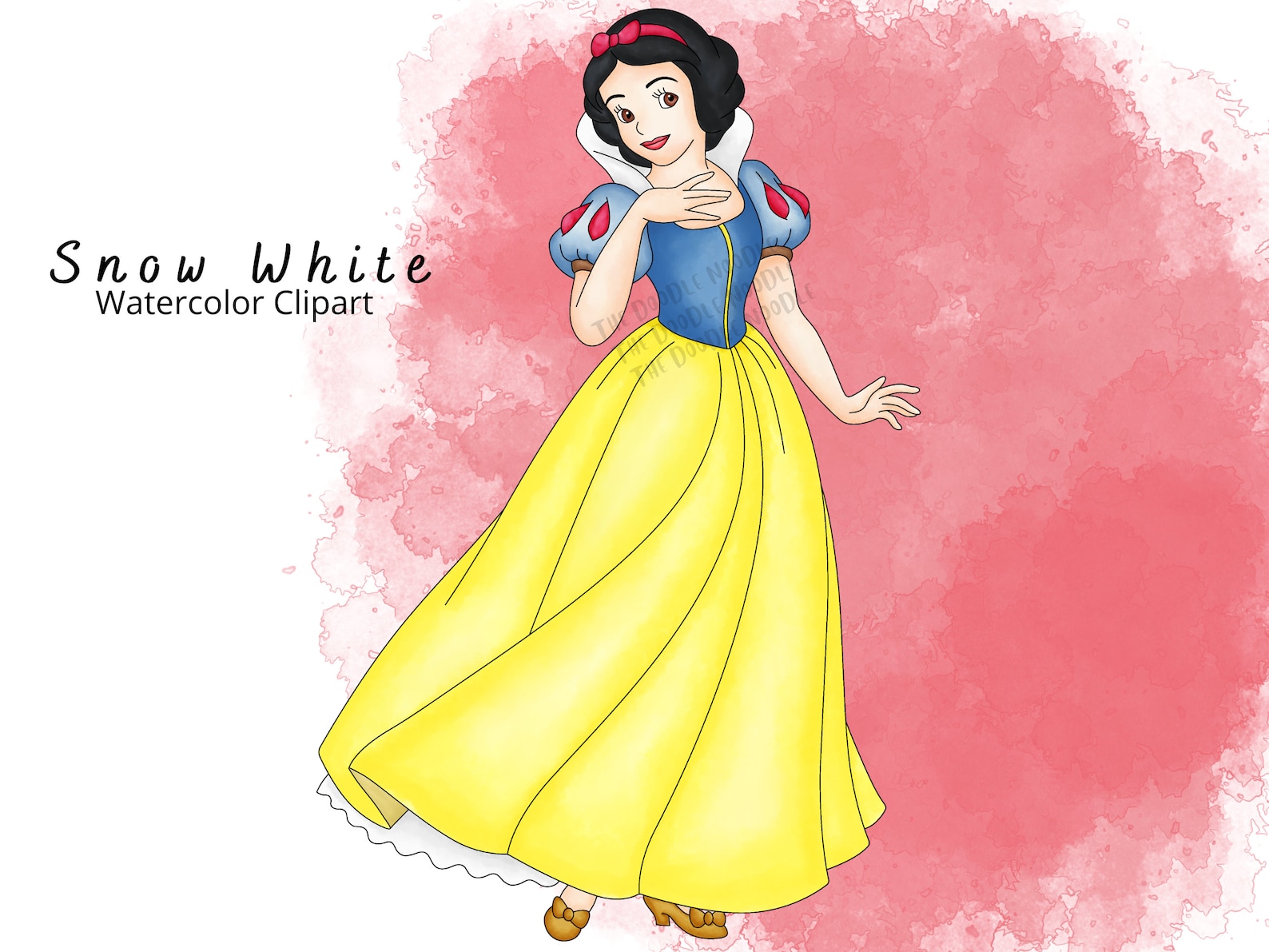 Snow White Hand Drawn Watercolor Clipart Cute Cartoon - Etsy