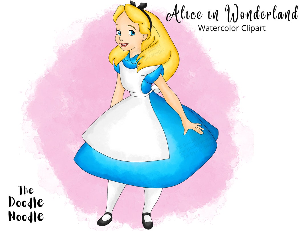 Alice in Wonderland Hand Drawn Watercolor Clipart Cute - Etsy