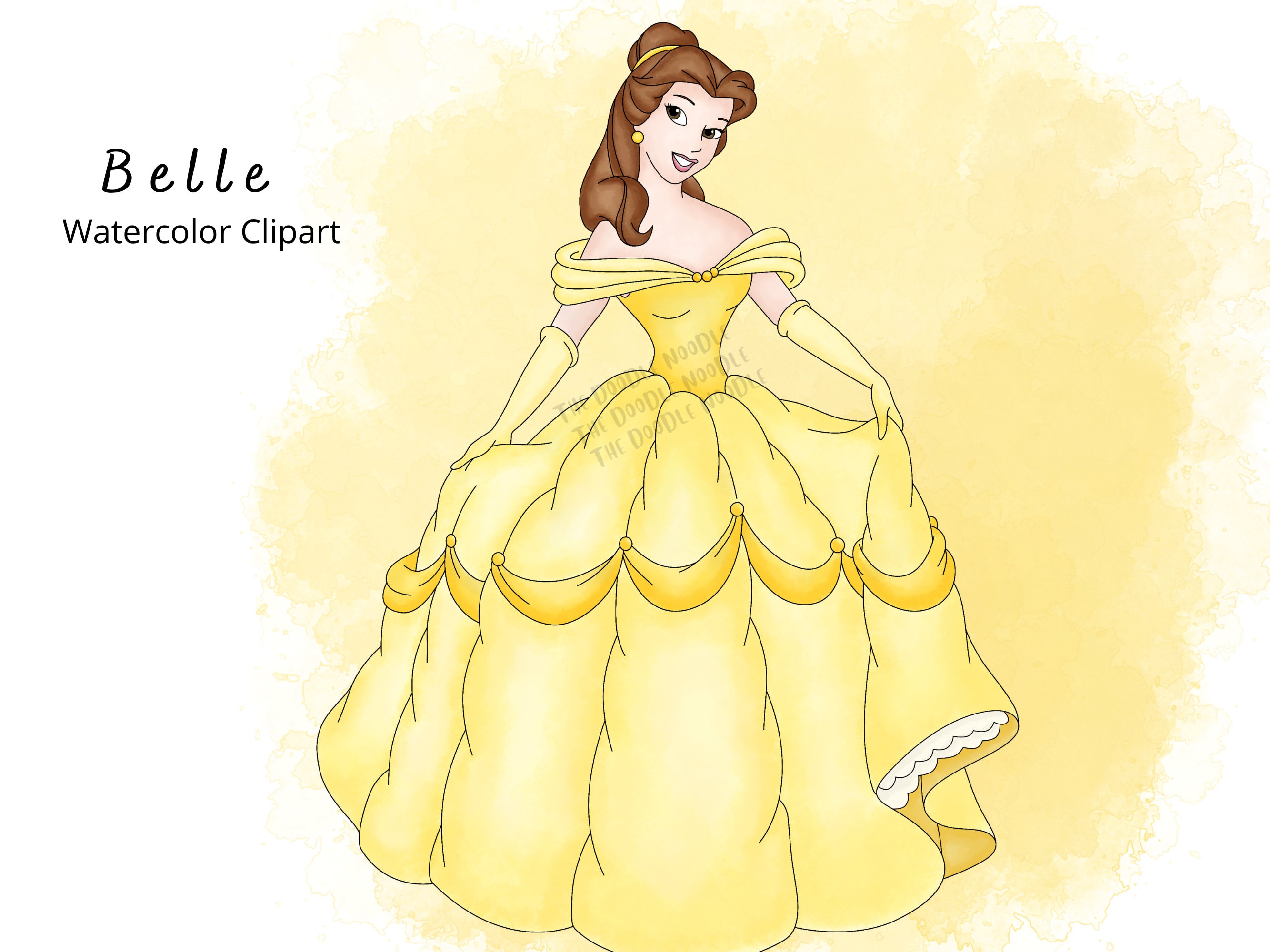 Belle La Bella y la Bestia Clipart de acuarela dibujada a - Etsy México