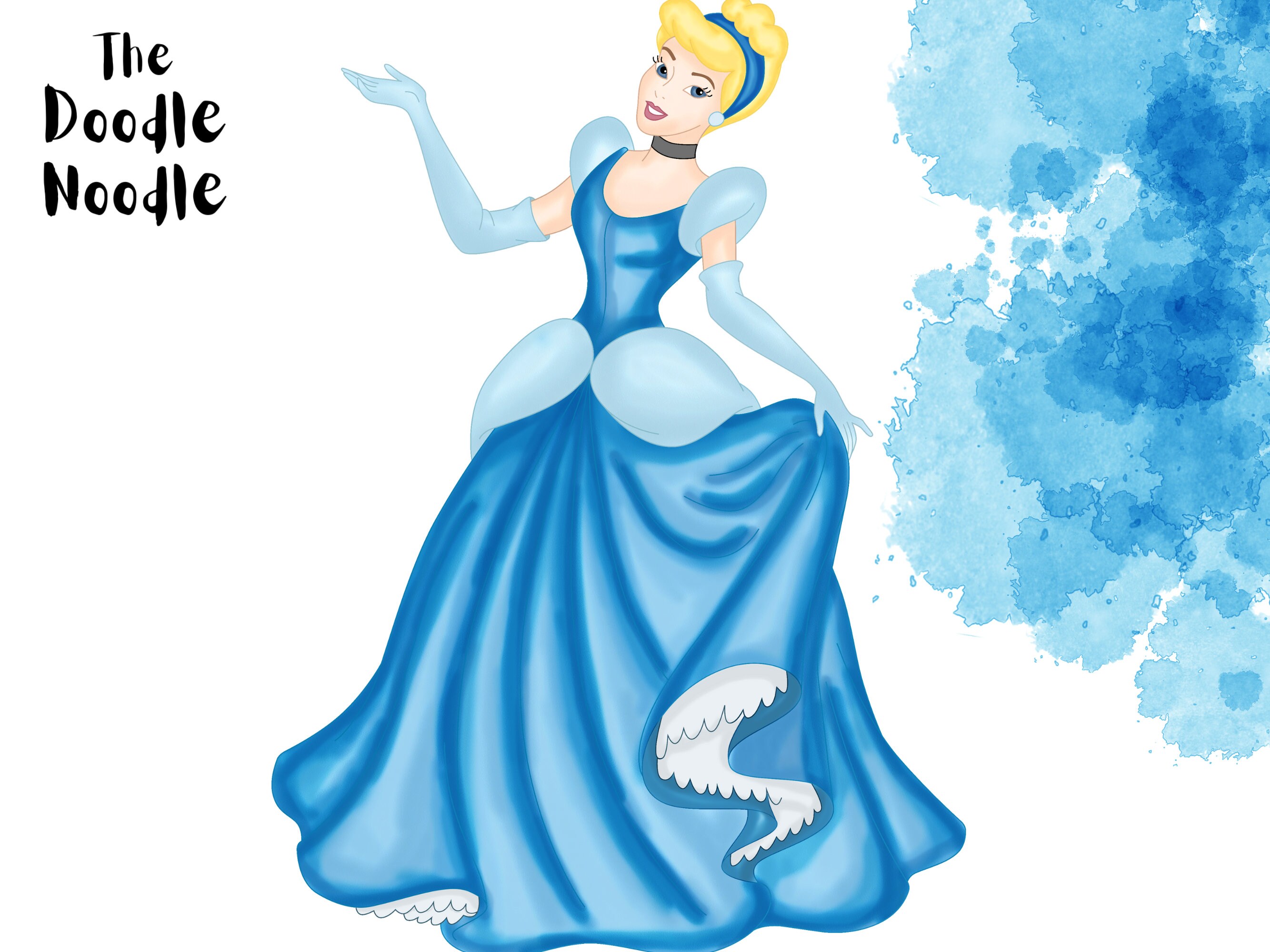 Cinderella Hand Drawn Watercolor Clipart Cute Cartoon - Etsy UK