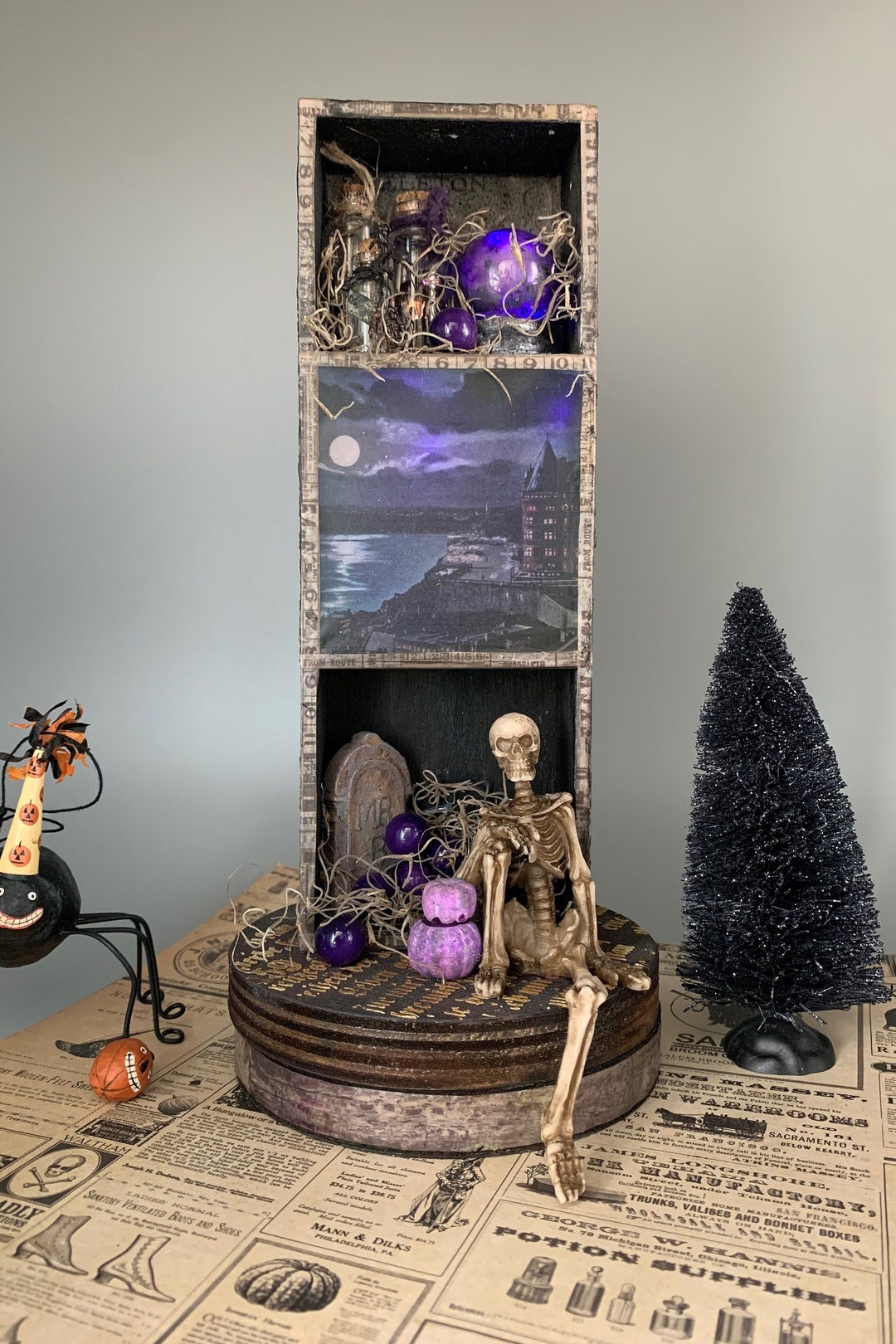 Stan Stan the Skeleton Man Halloween Vignette Diorama - Etsy