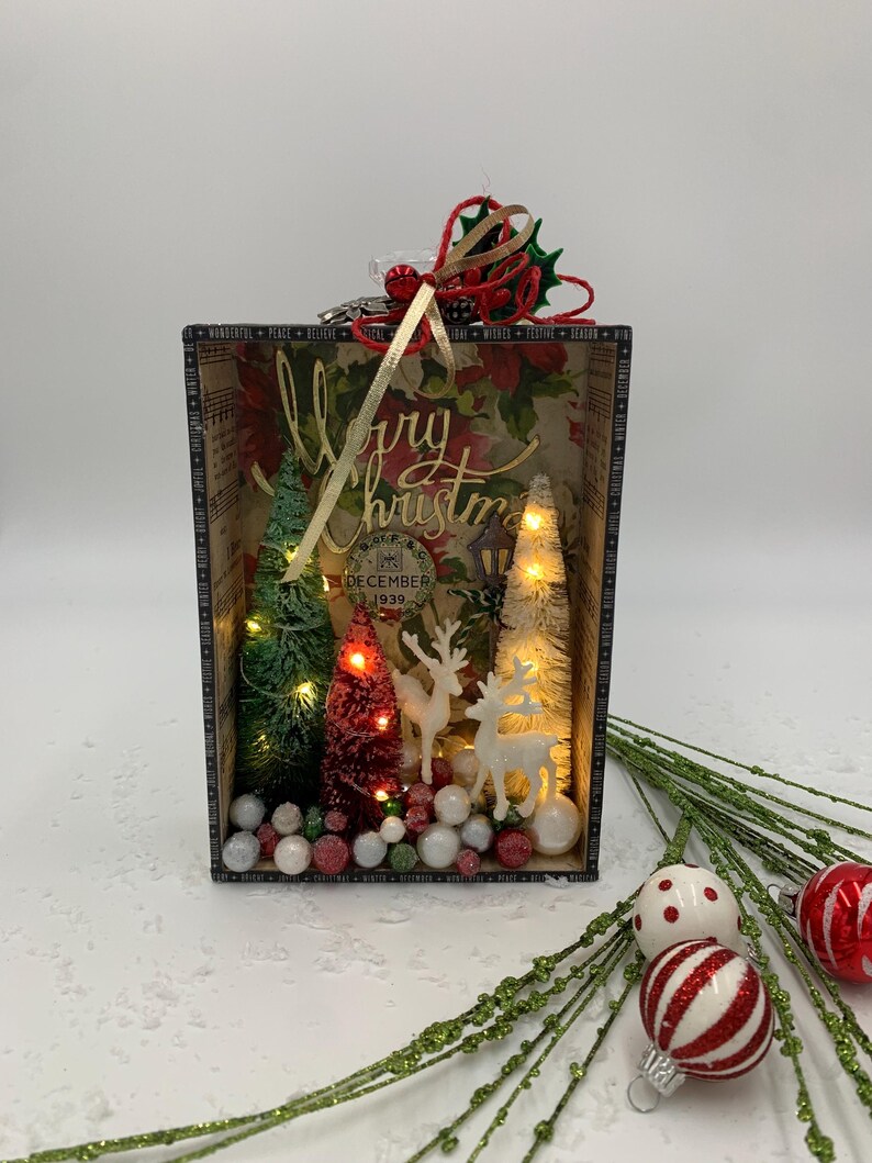 December 1939 Shadowbox, Merry Christmas Outdoors Vignette, Forest Time ...