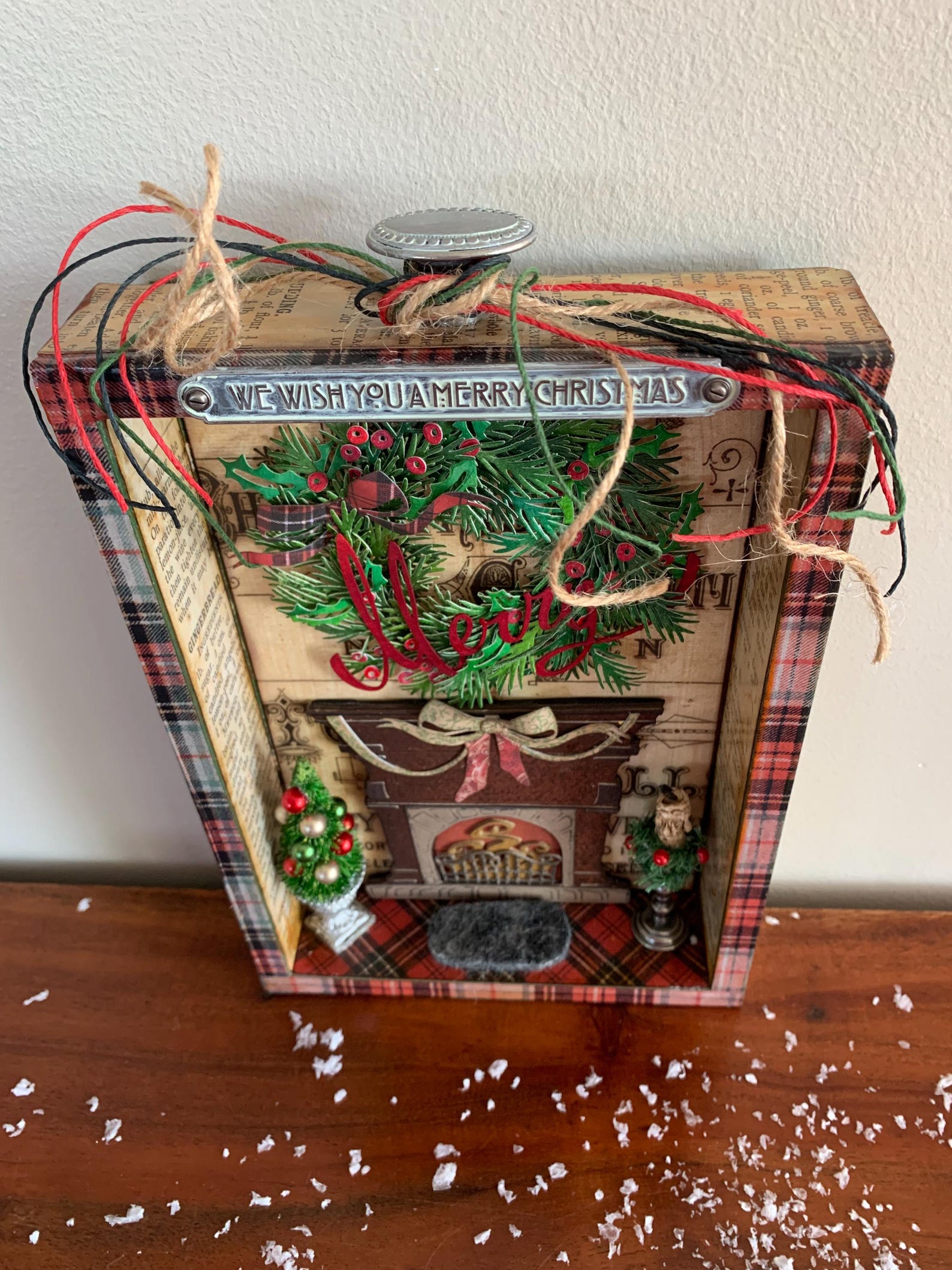 We Wish You a Merry Christmas Vignette, Holiday Shadowbox, Miniature ...