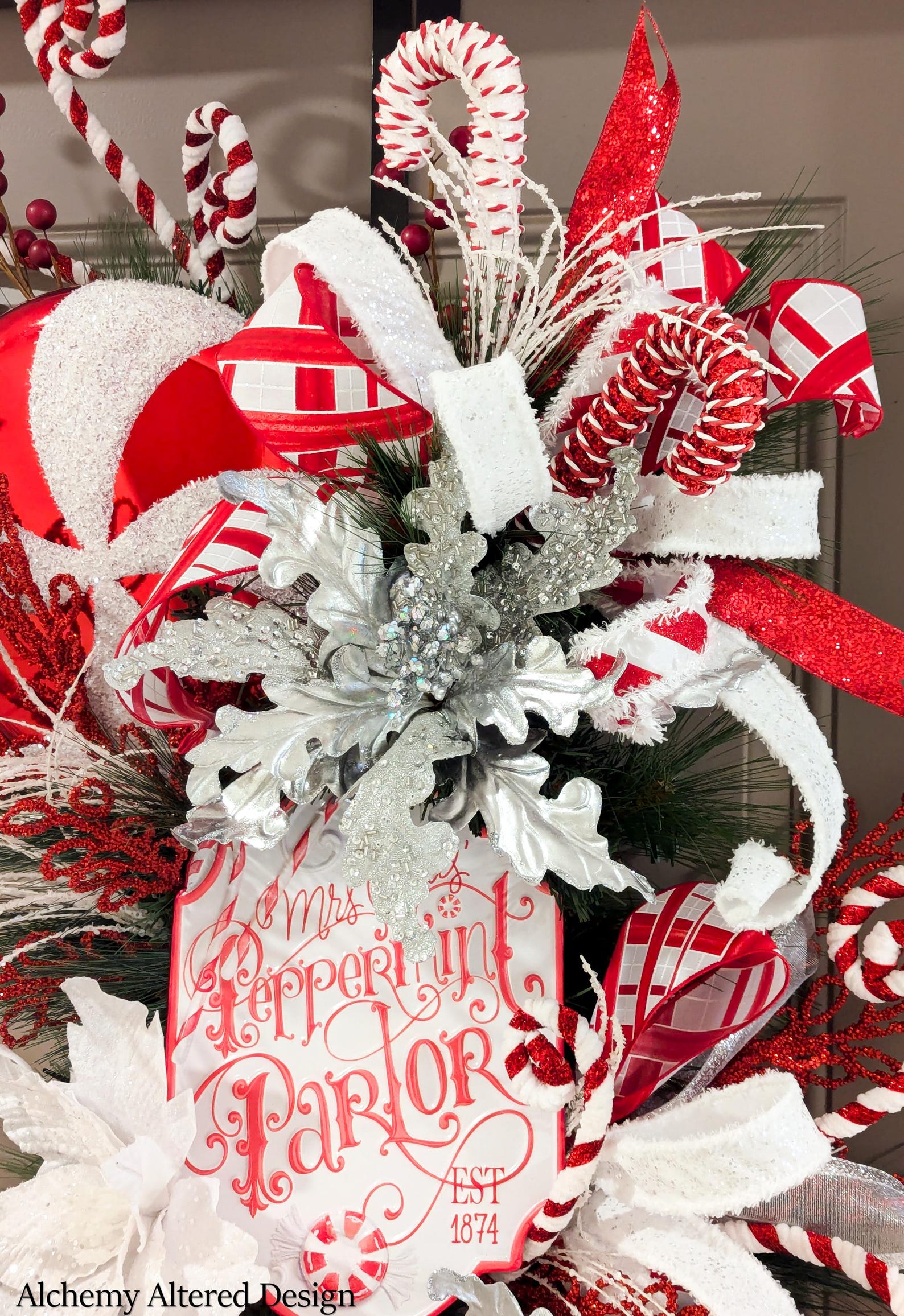 Peppermint Front Door Christmas Swag: Candyland Holiday Wreath, Large ...