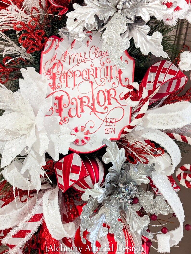 Peppermint Front Door Christmas Swag: Candyland Holiday Wreath, Large ...