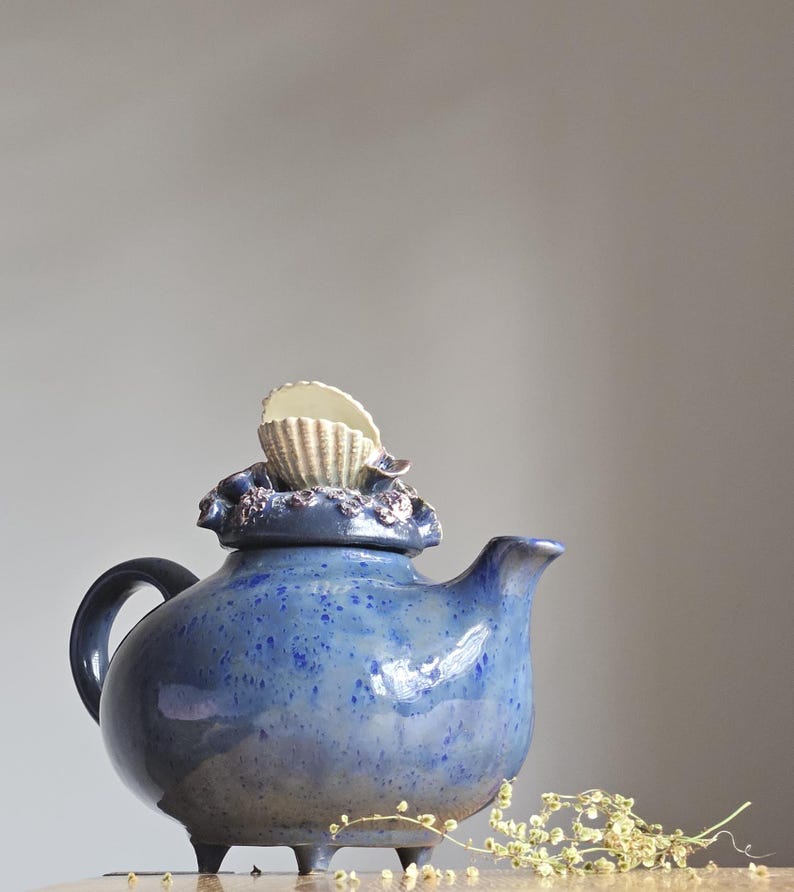 Earthenware Teapot blue Ceramic Teapottea Pothandmade Teapotlarge ...