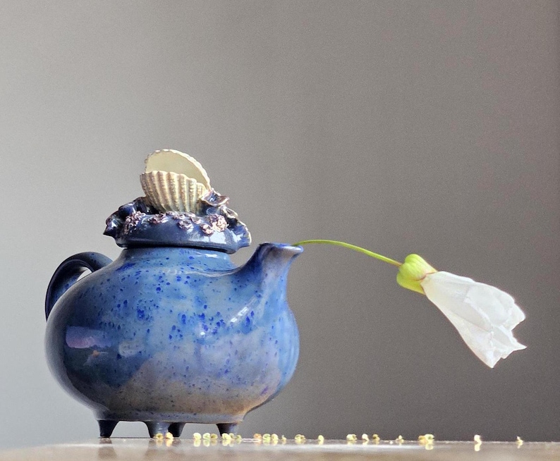 Earthenware Teapot |blue Ceramic Teapot|tea Pot|handmade Teapot|large ...