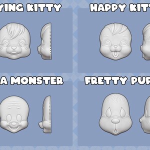 PLA Hard Plastic Rushton Plush Toy Faces for Sewing (sculpted by ...