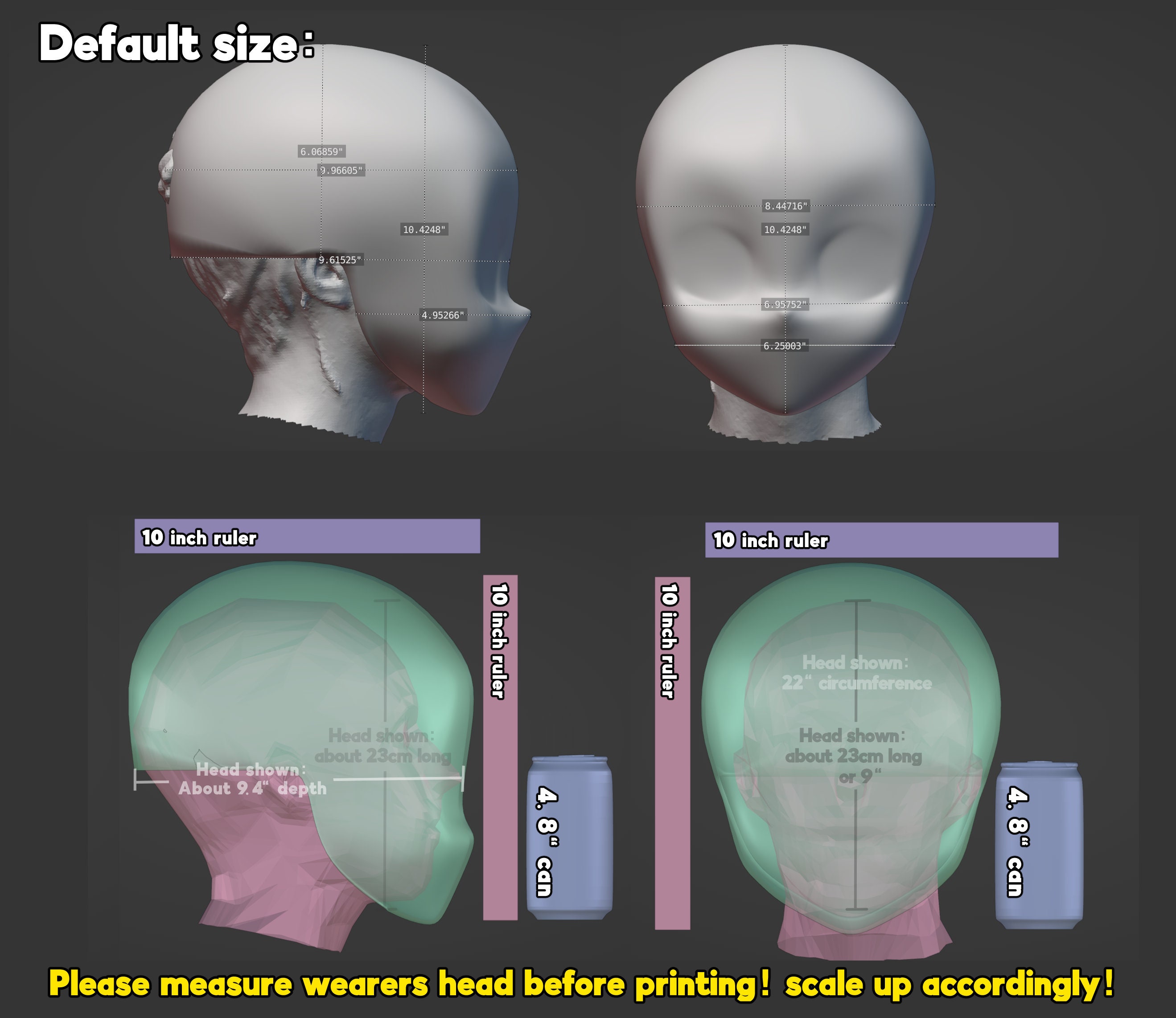 Ver. 1 Kig Style Head Base Animegao Kigurumi Cosplay Head 3D Print ...