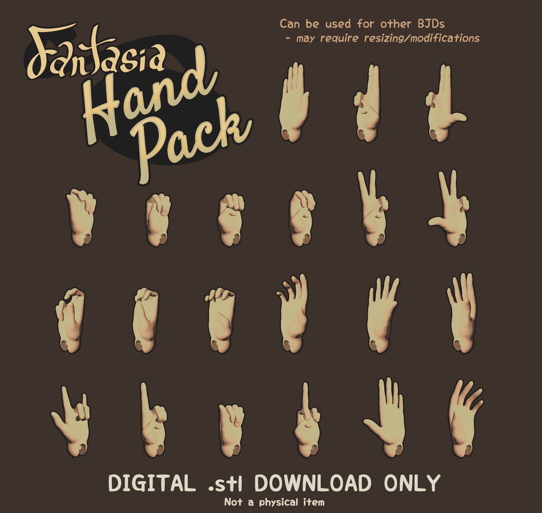 BJD Posed Hand Pack: Fantasia Hands .STL File (digital Download) - Etsy
