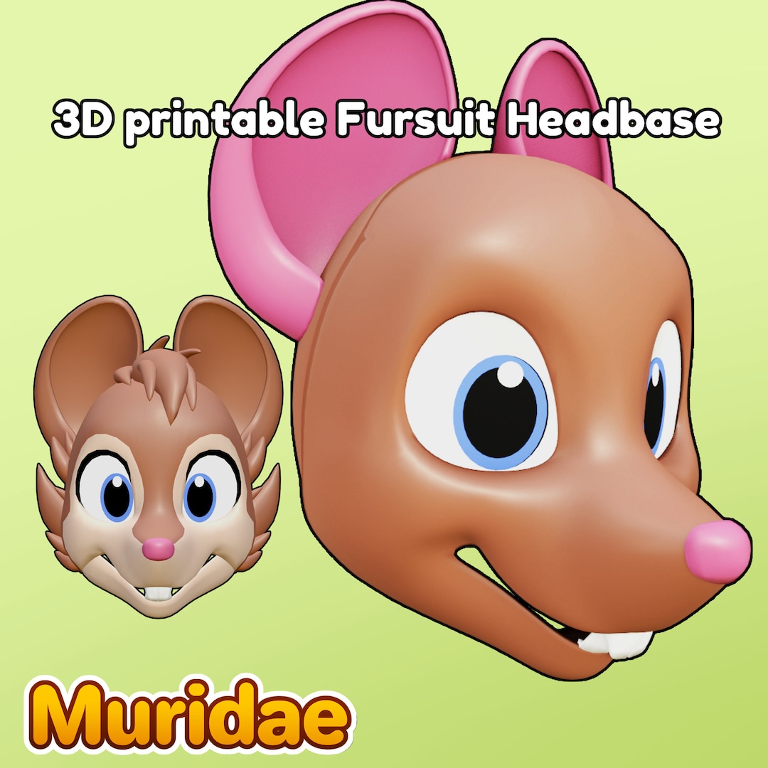 Ver. 1 - MURIDAE - Rodent Fursuit Head Base 3D Print Files .stl ...