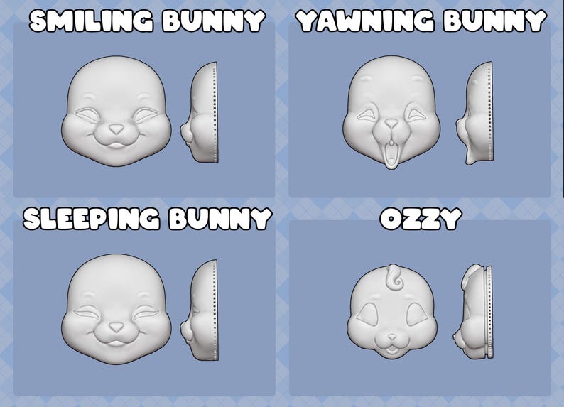 PLA Hard Plastic Rushton Plush Toy Faces for Sewing (sculpted by ...