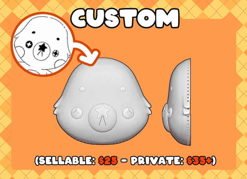 PLA Hard Plastic Rushton Plush Toy Faces for Sewing (sculpted by ...