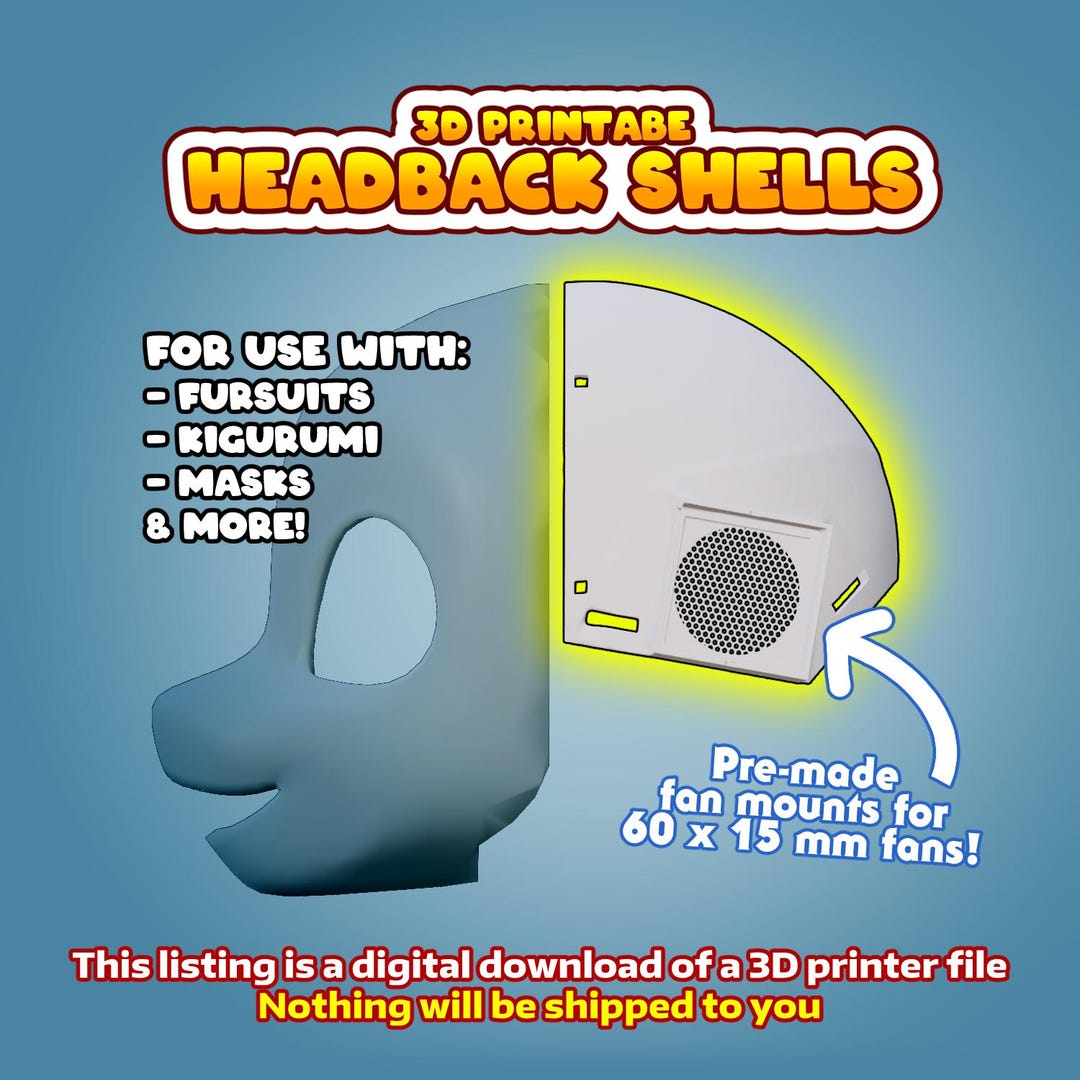 Head Back Shells for Fursuits, Kigurumi or Cosplay - 3D Printer File ...