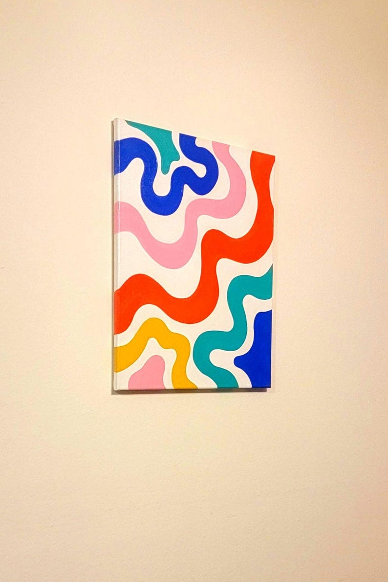 Abstract Rainbow Wavy Acrylic Painting on Canvas - Etsy