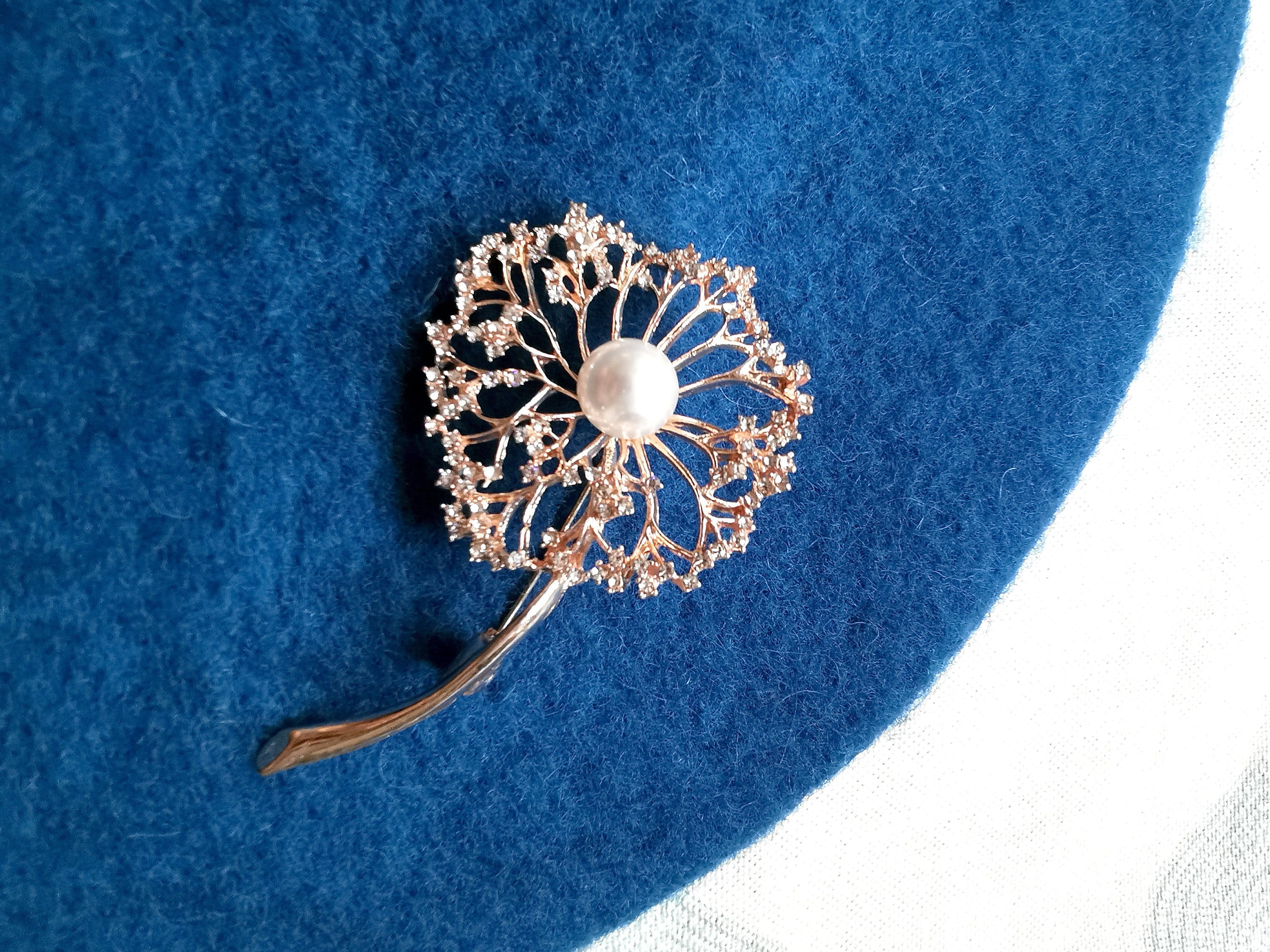 Crystal Dandelion Flower Brooch in Gold Tone - Etsy