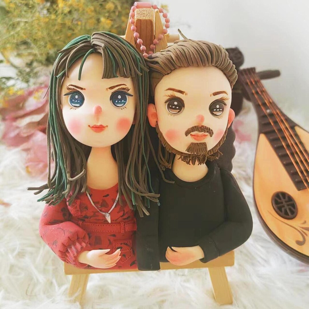 Personalized Clay Couple Portrait, Handmade Anniversary Gift - Etsy UK