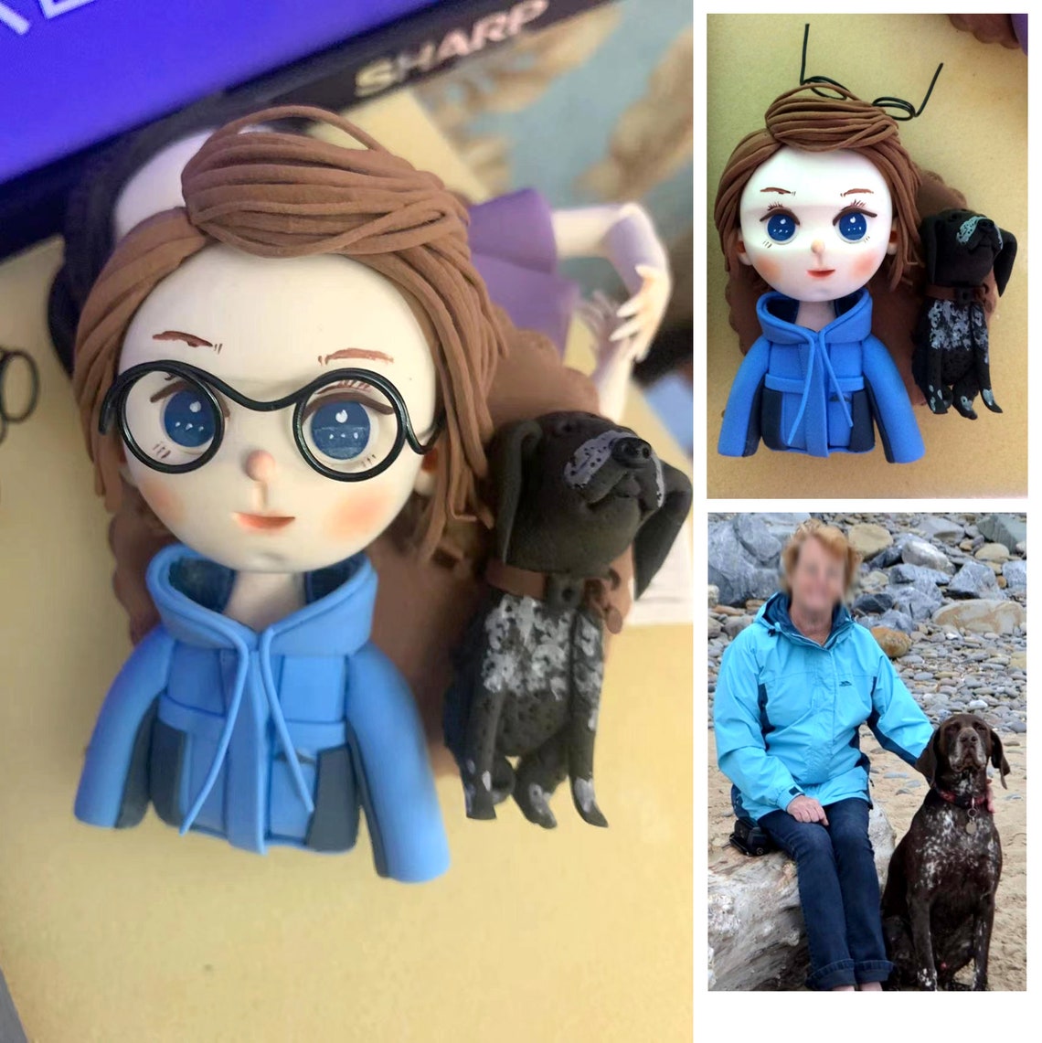 Personalized Grandparents Clay Figures Photo Frame Custom - Etsy