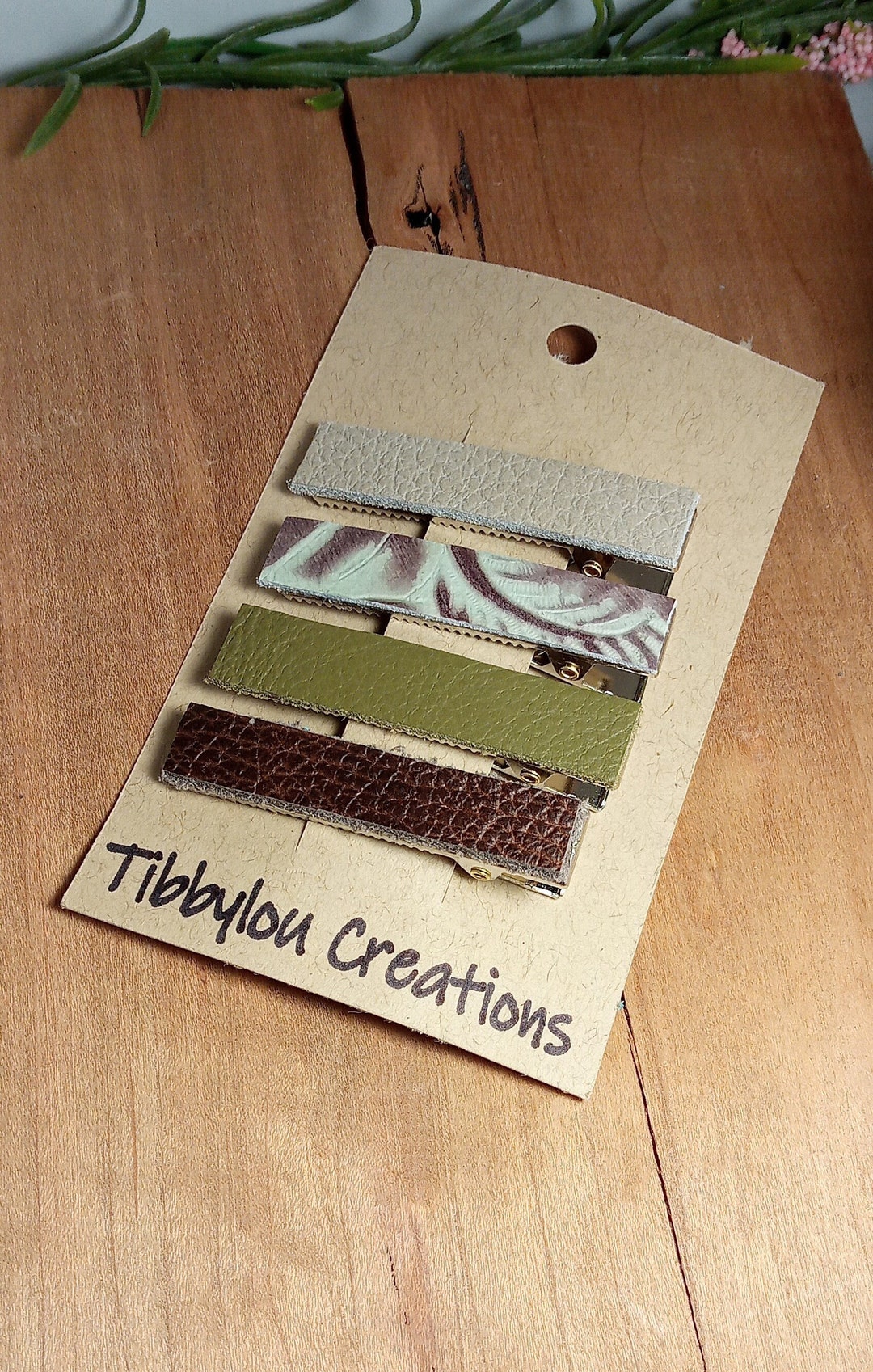 Leather Hair Clip Set in Neutral Colors, Leather Hair Accessories ...