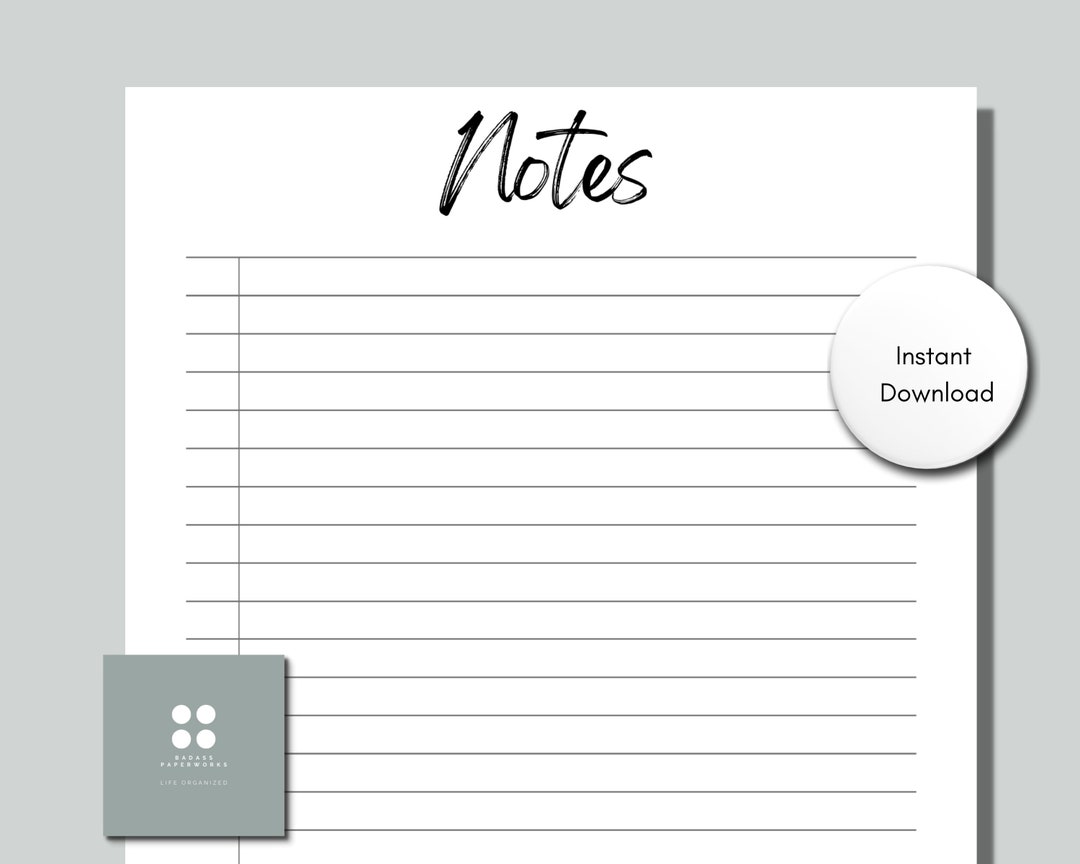 Minimalist Modern Notes Printable Daily To Do List Task - Etsy