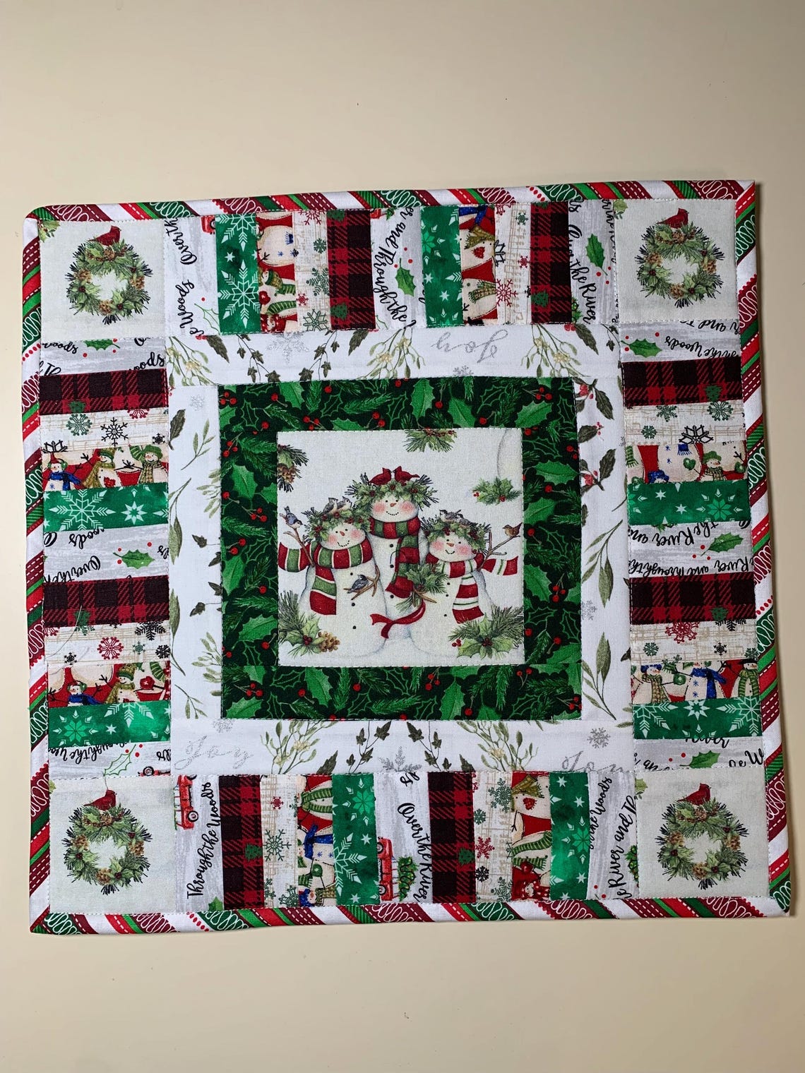 Vintage Snowmen Quilted Table Topper - Etsy