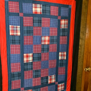 Blue and Red Plaid Quilt - Etsy