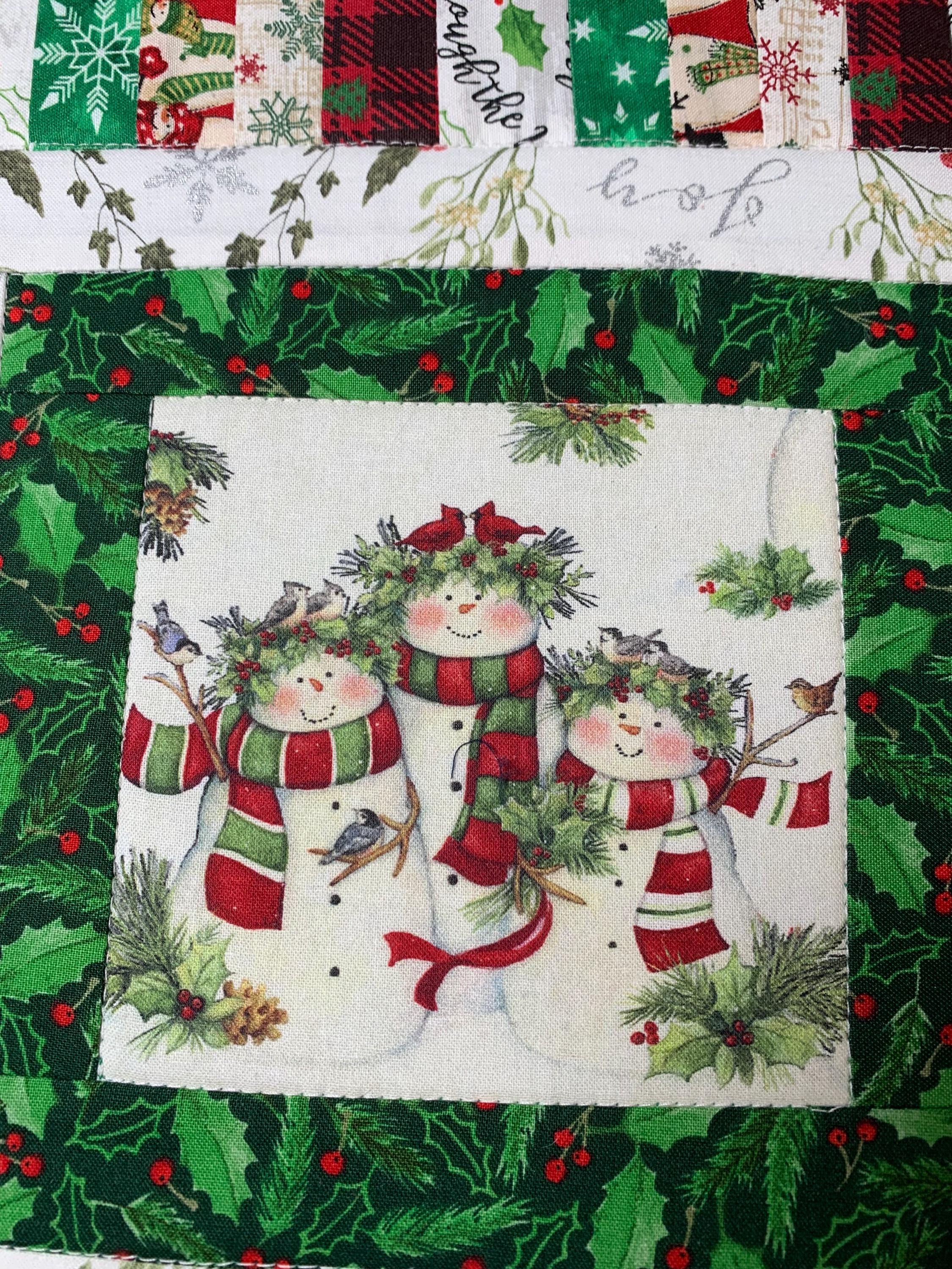 Vintage Snowmen Quilted Table Topper - Etsy