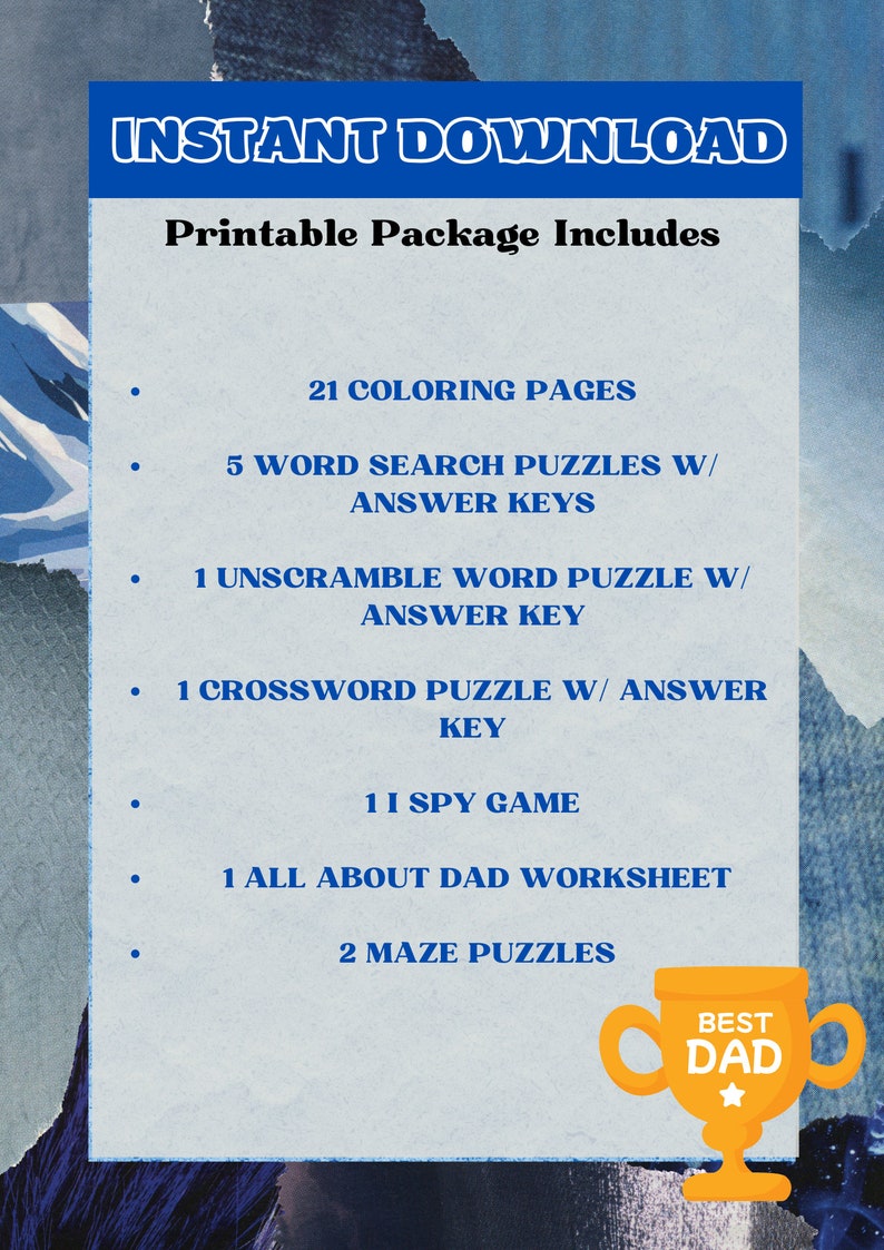 Father’s Day Activity Book - Etsy