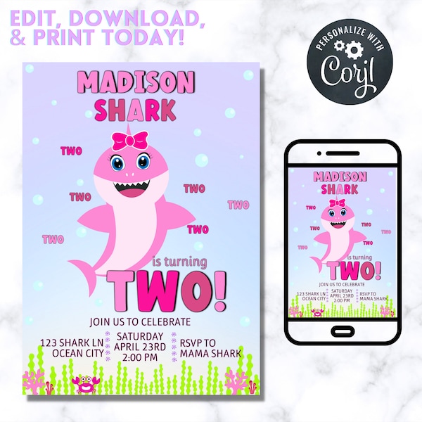 Baby Shark Two Two Png - Etsy