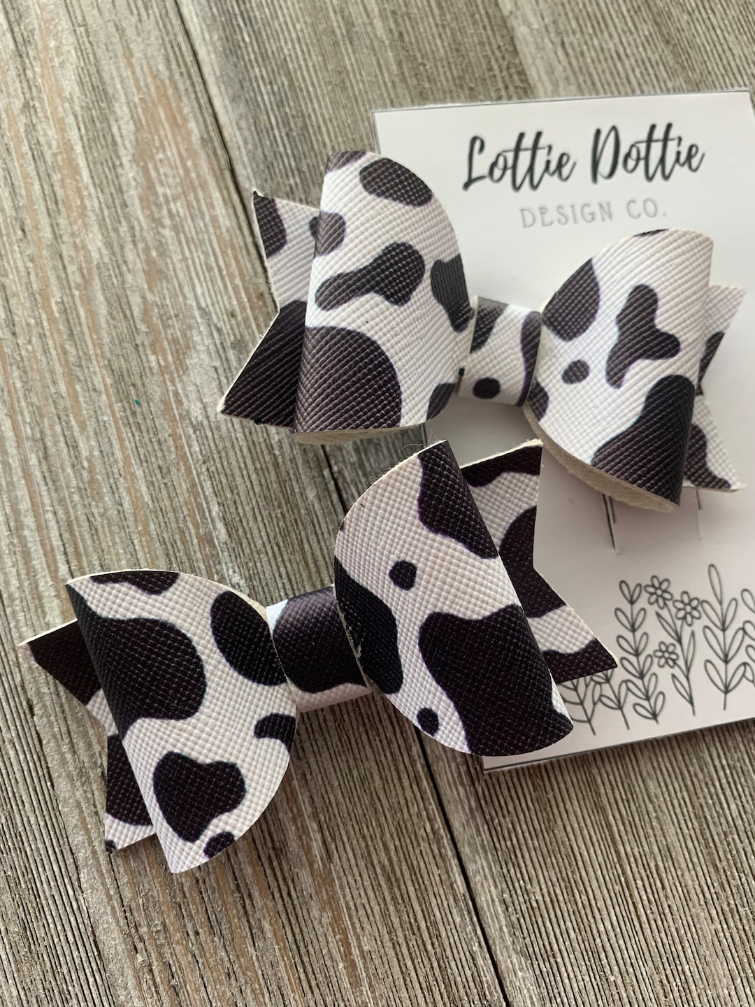 Cow Print Pigtail Hair Bow Set - Etsy