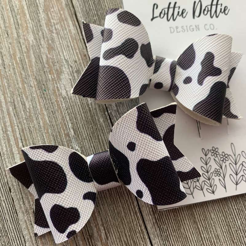 Cow Print Hair Bow - Etsy
