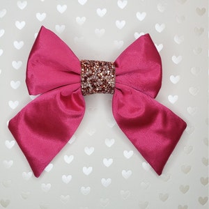 Fuschia Pink Satin Sailor Bow, Bow Tie, Hair Bow, Furbulous, Bling ...