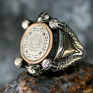 Minaret Patterned Seal of Solomon Ring, Sterling Silver Ring, King ...
