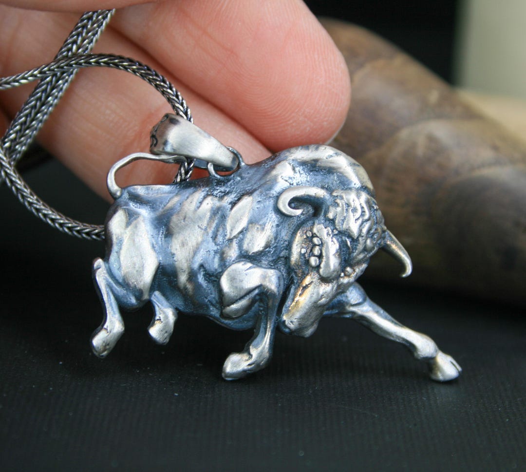 Bull Design Silver Pendant | Symbol of Strength | Handmade Sterling ...