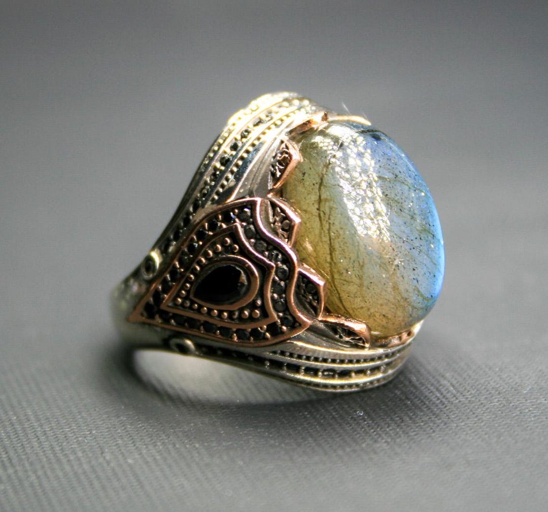 Handmade Labradorite Stone Men Ring - 925k Sterling Silver Ring ...
