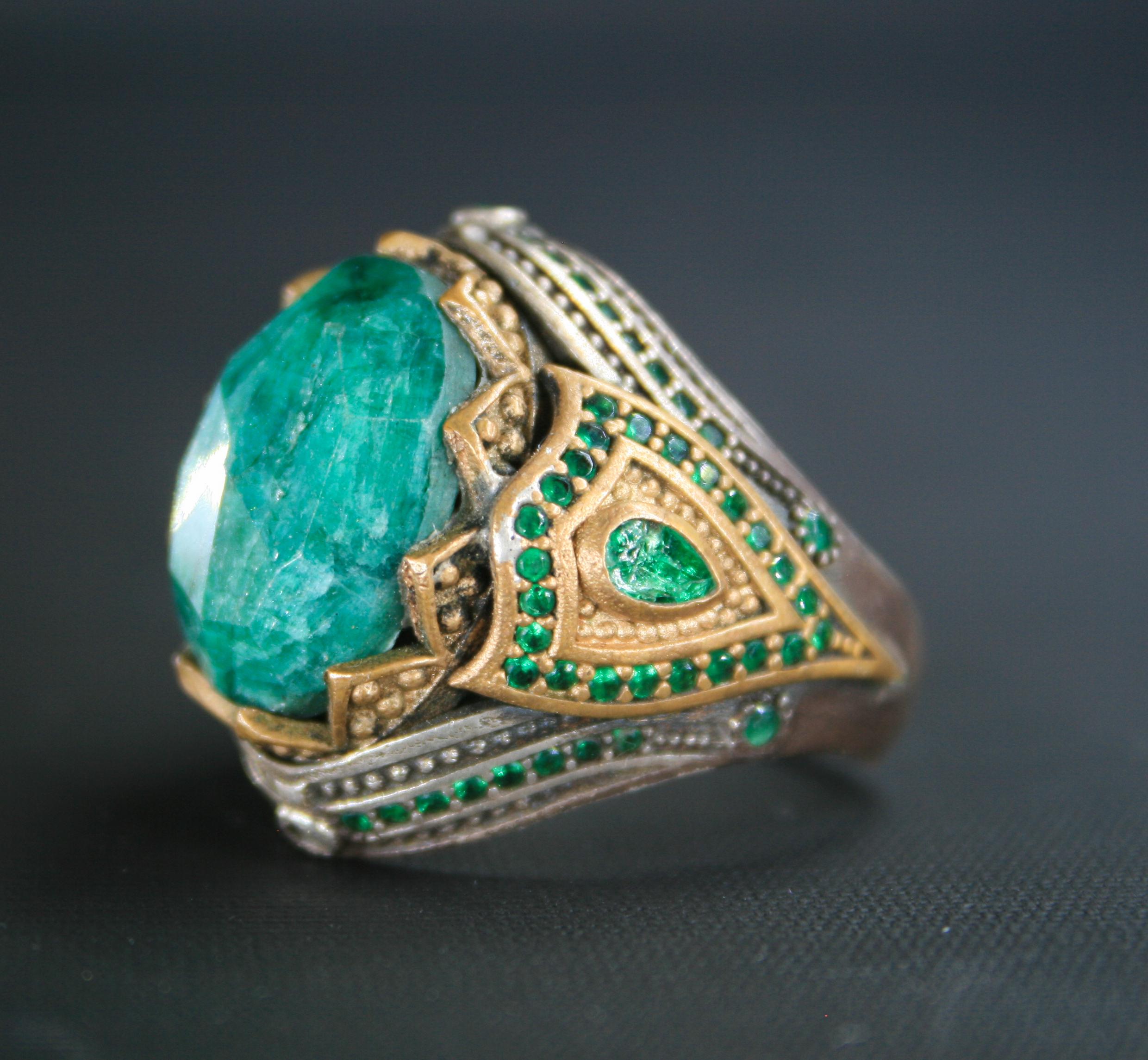 Handmade Emerald Stone Silver Ring - Etsy